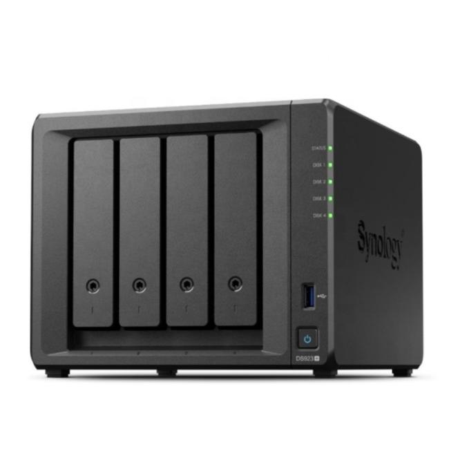 Front view of DS923+ DiskStation networked storage unit