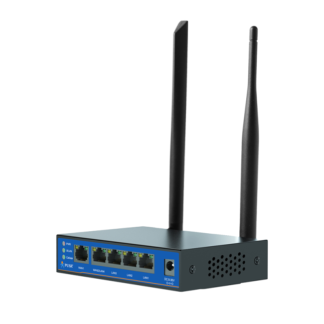 Side view showing ports of USR-G805s-G router
