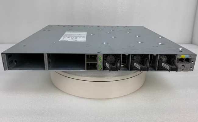 Rear panel of C9300-48U-A switch showing ports