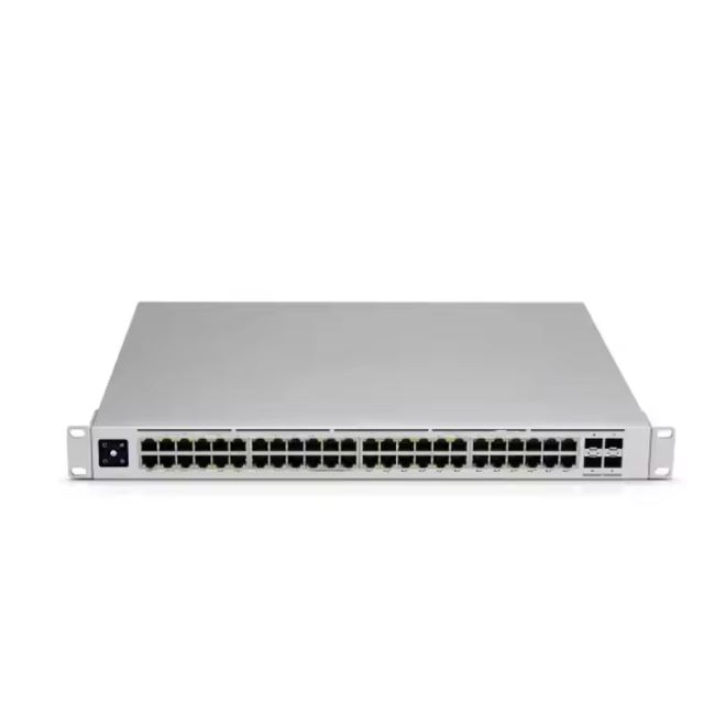 Close-up of port configuration on UniFi Pro 48-Port PoE Switch
