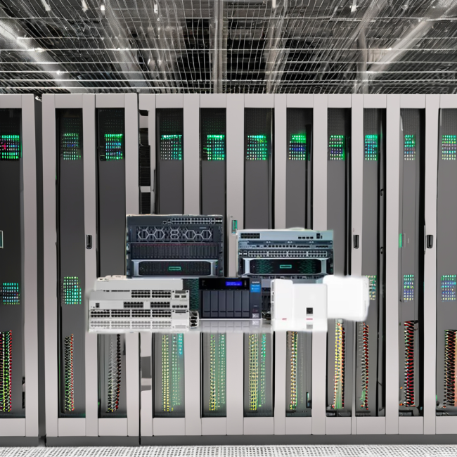 Rear view of C9300-24UX-E switch with power connections