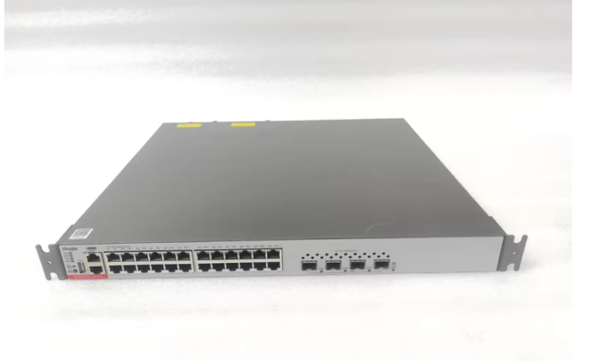 Side view showing ports of 24GT4XS-P-E switch