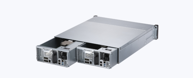 Storage system with rack mounting hardware