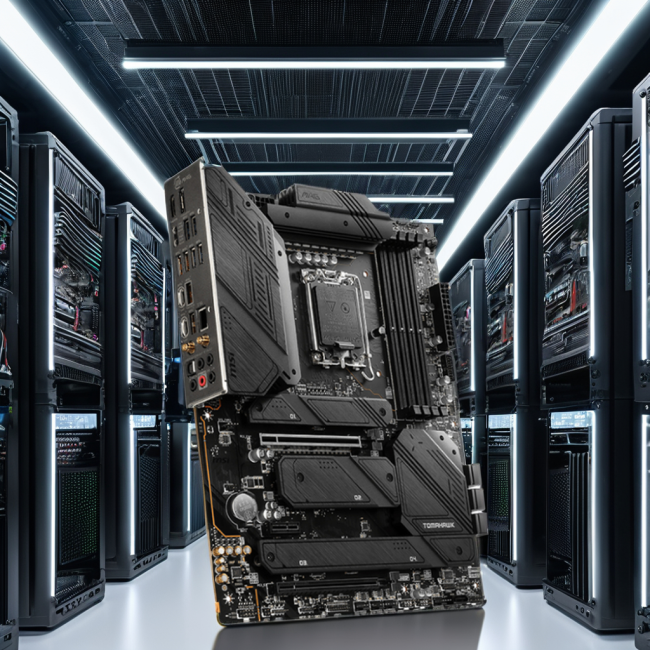 Detailed view of motherboard memory slots