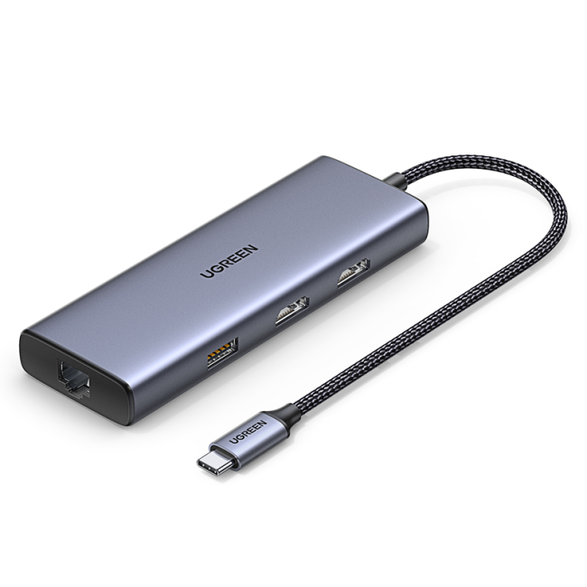 USB C Hub side profile with ports labeled