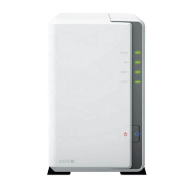 Side view of DS223J DiskStation showing ports and connections