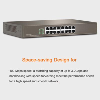 Cina TEF1016D personalizzato 16-Port Fast Ethernet Desktop Rackmount Switch Comunicazione full-duplex e rete senza soluzione di continuità in vendita