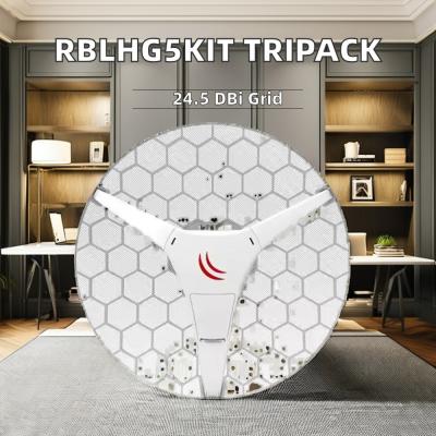 China Brand New RBLHG5Kit Home Device 24.5 dBi Grid 802.11n Wireless Bridge AP LHG 5 Tripack met 1000mbps Wired Max LAN Data Rate Te koop