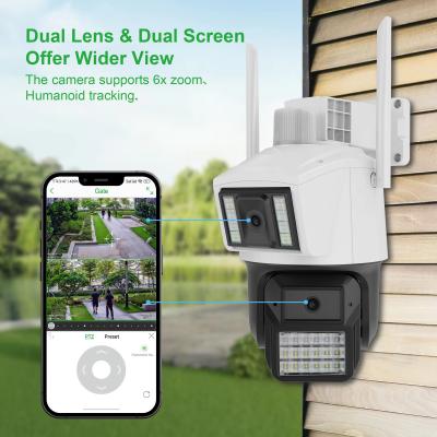 China Outdoor Dual Lens AI Wireless Ip Dome Camera HD Cctv Wifi Dual Light Camera Smart Two-way Audio PTZ Security Camera for sale