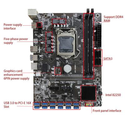 China Customized high quality 12 USB transfer graphics card B250C motherboard B250C LGA1151 4 x SATA 16GB motherboard promotion for sale