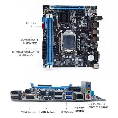 China Customized Top quality pc motherboard B75 motherboard combo for desktop computer DDR3 RAM B75 mainboard for sale