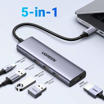 중국 5in1 USB C 멀티 포트 허브 100W 5Gbps USB C 덩글 판매용