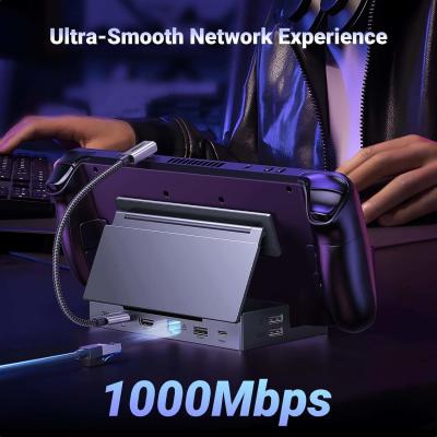 China 10Gbps Steam Deck Dock 9 em 1 USB C Docking Station com suporte dobrável à venda