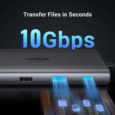 China Revodok Pro 109 Adaptador multipuerto USB C 9 en 1 10Gbps USB C 3.2 y USBA 3.2 100W en venta