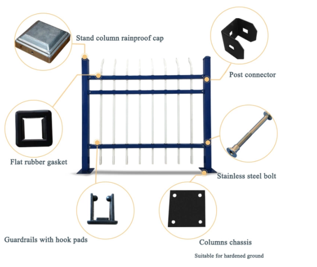 Durable Steel 6ft Metal Heat Treated Pressure Treated Wrought Iron Fence