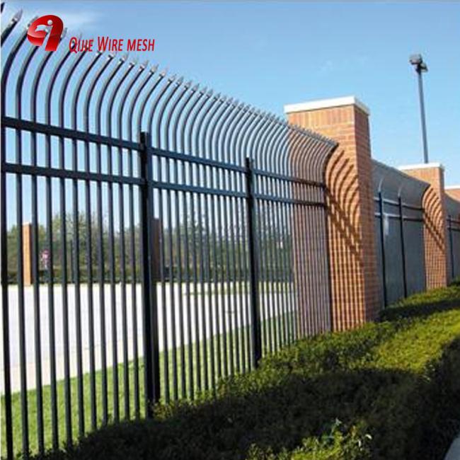 6FTX8Ft Black Powder Coated Steel Security Garrison Fence Steel Fence