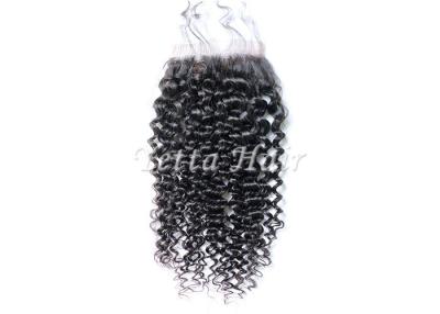 China fechamento brasileiro encaracolado perverso da parte superior do laço do cabelo 4x4 7A connosco descorados à venda