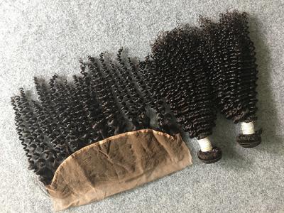 Cina Tessuto riccio crespo peruviano dei capelli umani non trattato con il frontale del pizzo 13x4 in vendita