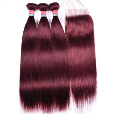 China Cor reta de seda das extensões 99J do cabelo humano do brasileiro 100 do Virgin à venda