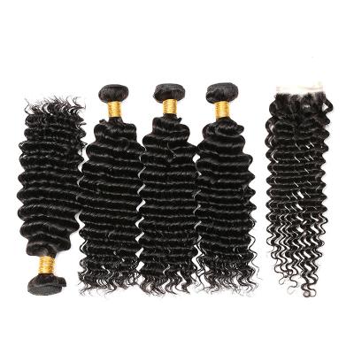 China O cabelo brasileiro natural do Virgin do preto 100%/o cabelo humano profundamente encaracolado empacota à venda