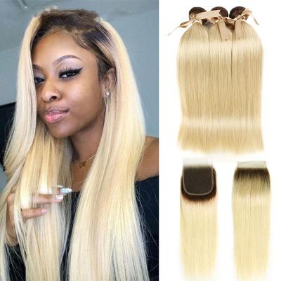 Cina pacchi brasiliani del tessuto dei capelli diritti 1b/613 con colore dorato della chiusura in vendita
