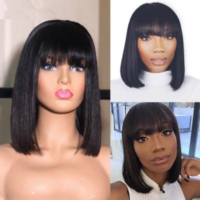 China Perucas completas retas curtos de Bob do laço do cabelo humano com cabelo do bebê 12 polegadas à venda