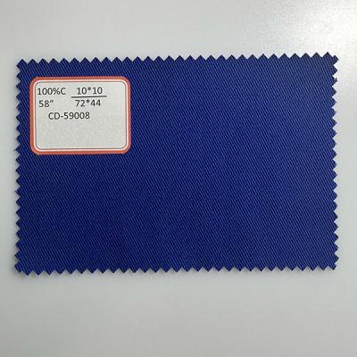 China Brandwerende kledingstof 10*10 72*44 Blauwe katoenen weefsel Te koop