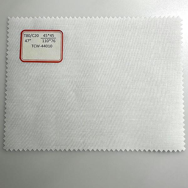Bleached cloth Polyester cotton poplin 110*76 Plain bleached cloth Polyester cotton fabric Lining