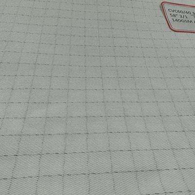 中国 CVC 抗静的織物 130X70 カーボンワイヤ・メッシュ 産業 労働服 織物 販売のため