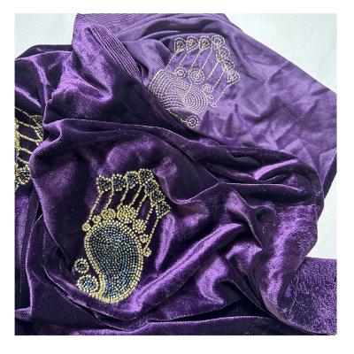 Cina Materiale di abbigliamento africano Sequins Laser Flannel con perline ricamo di velluto tessuto di pizzo in vendita