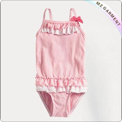 China Girls' Red Lattice Swimsuit for sale