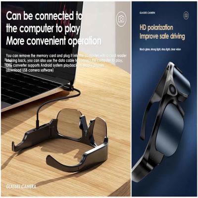 Cina Video macchina fotografica piena di azione degli occhiali da sole di HD 1080P Bluetooth con la lente polarizzata di sicurezza in vendita