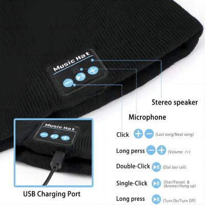 China Bluetooth Beanie, Dubbele die Vacht met Bluetooth 5,1 Draadloze Warm wordt gevoerd breit Beanie Bluetooth Hat Te koop