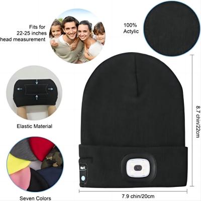 Cina Cappuccio mani libere unisex del faro del LED Beanie With Light USB Rechargable 4 LED in vendita
