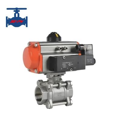 China Roestvrij staal 304 316 CF8 CF8M Pneumatische actuator aangedreven snel sluiten klep 3PC schroef type kogelklep Te koop