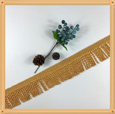 China Elegant Polyester Gold Bullion Tassel Brush Trimming  fringe Used For Sofa And Curtain for sale