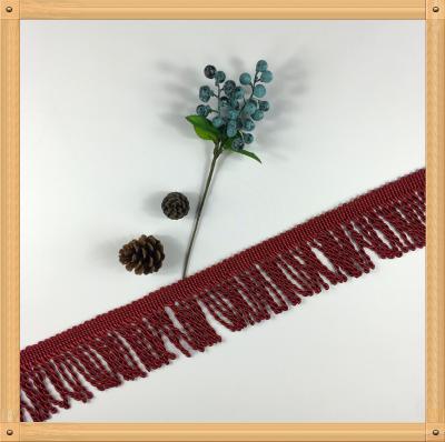 China Elegant Polyester Red Bullion Tassel Brush Trimming  fringe Used For Sofa And Cushion for sale