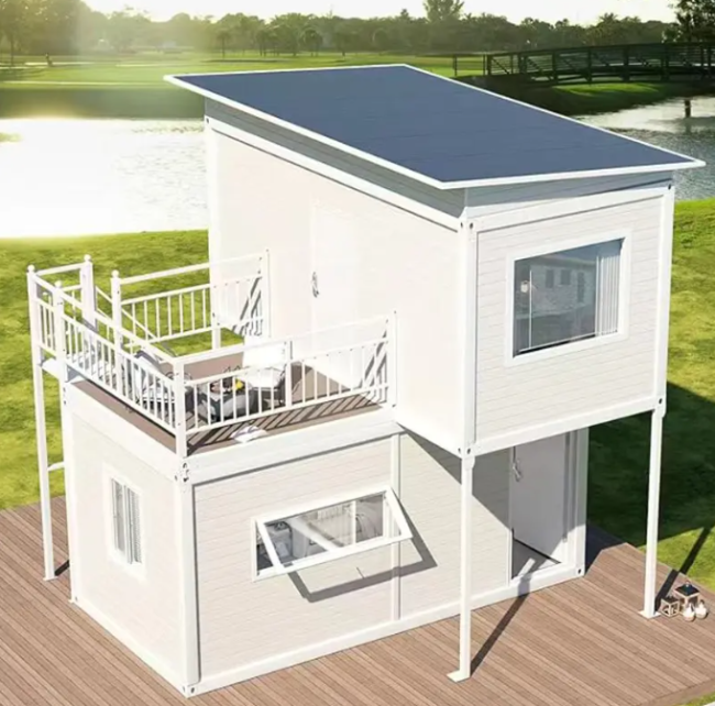 Custom two-story modular building with modern exterior finishes