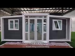 Casas de contêineres pré-fabricadas de asa dupla expansíveis