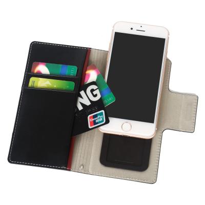 China Handcrafted premium quality leather wallet case for iPhone 7 with three card slots for sale