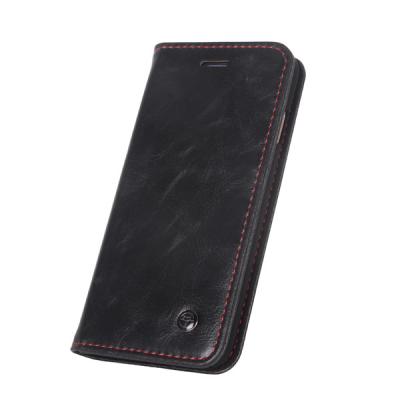 China Black Color PU leather flip cover stand folio case with card slot for iPhone 6s 6 plus for sale