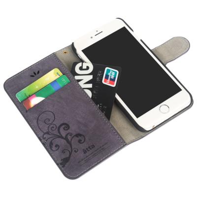 China Functional iPhone 6 leather wallet phone case with four card slots for sale for sale