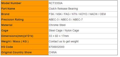 Cina Acciaio al cromo non standard del cuscinetto della frizione dell'automobile RCT3350A/TK32Z-1 in vendita