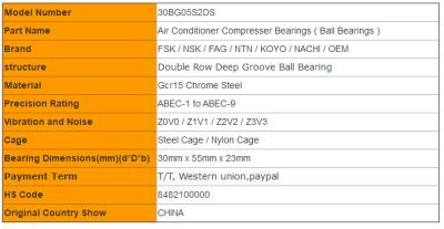 China NACHI Auto Air Conditioner Compressor Bearing 30BG05S2DS For FORD Cars for sale