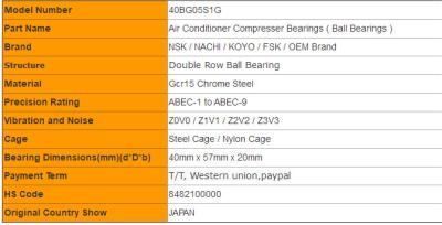 Cina Doppi cuscinetti 40BG05S1G del condizionatore d'aria del cuscinetto del rilascio della frizione di fila in vendita