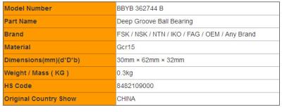 China NonStandard BBYB 362744 B Deep Groove Ball Bearing Roller Followers ROHS / UL / SGS for sale