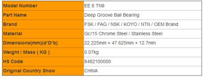 中国 シールのないじりじり動かされたサイズEE 8のTN9深い溝のボール ベアリングの開いたタイプ 販売のため