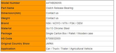 Cina Cuscinetto della frizione dell'automobile di alta precisione 44TKB2805R per DAIHATSU in vendita