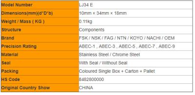 China HEPCO INA Brand LJ34 E Track Rolling Bearing Automation Components for sale