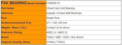 China High Speed HUB184 / HUB080-31 Real Wheel Hub Unit Bearing For Driven Wheel for sale